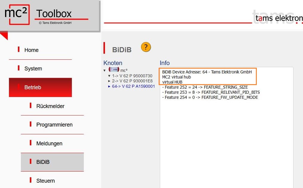 Digital » Tams MC2 und BiDiB